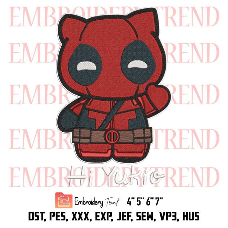 Hi Yukio Deadpool Hello Kitty Embroidery, Marvel Comics Cute Gift ...