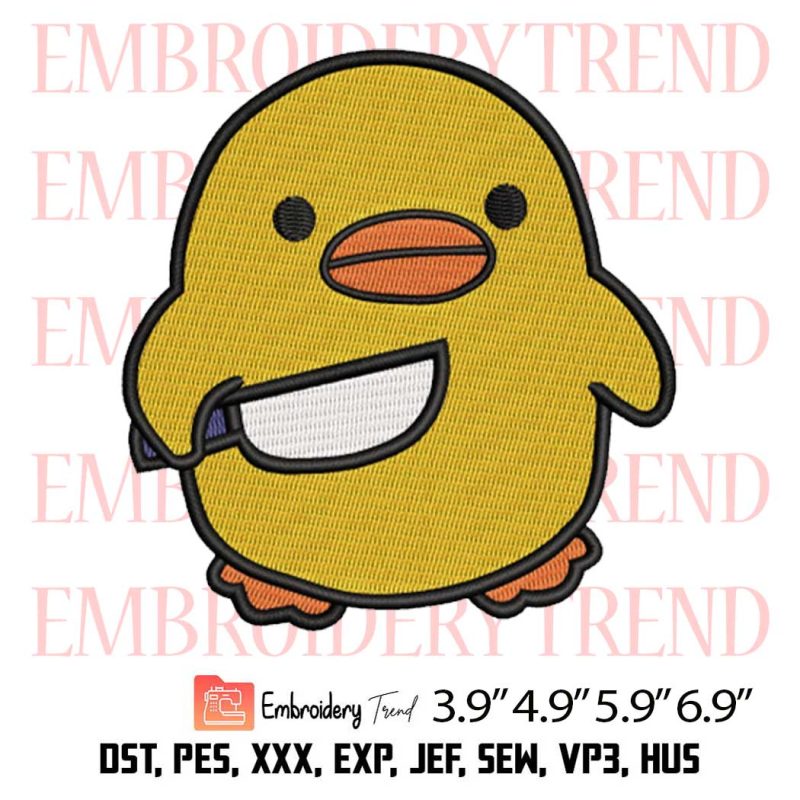 Duck With Knife Funny Embroidery Design – Cute Duck Embroidery ...