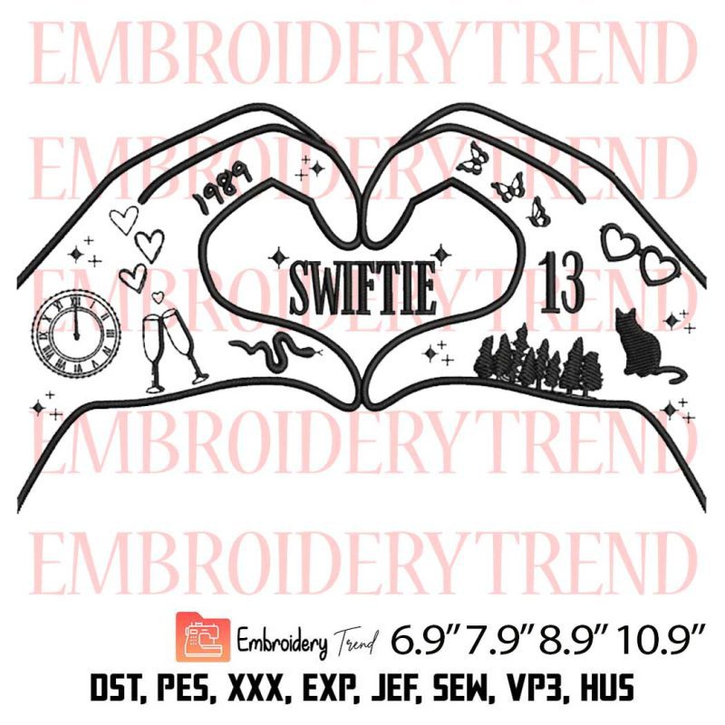 Swiftie Heart Hands 13 Embroidery Design – Taylor Swift Embroidery ...