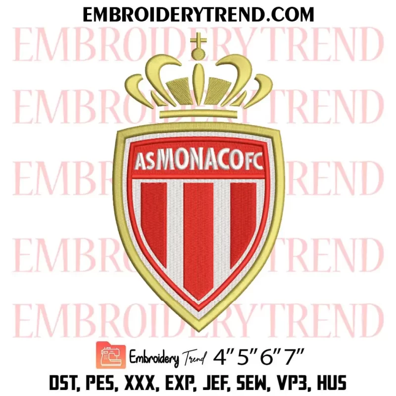 FC AS Monaco Logo Embroidery Design, Football Monaco Fan Machine ...