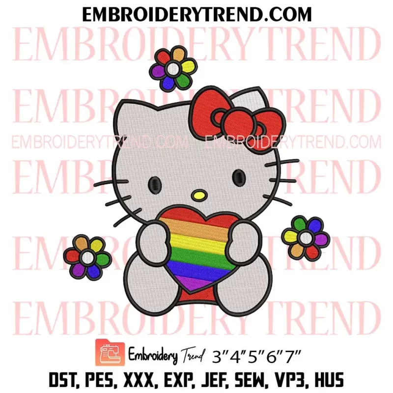 Pride Hello Kitty Embroidery Design, Kitty Heart LGBT Machine ...