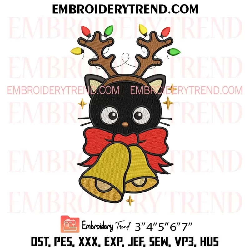 Chococat Reindeer Christmas Embroidery Design, Chococat And Christmas Bells Machine Embroidery ...