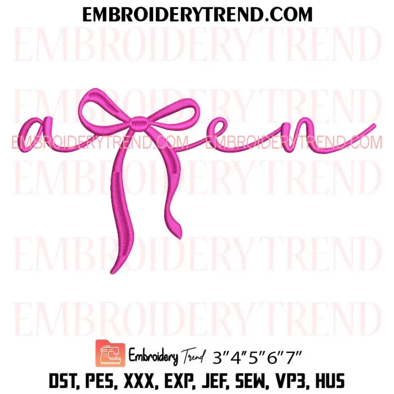 Amen Pink Ribbon Christian Embroidery Design, Easter Day Machine ...