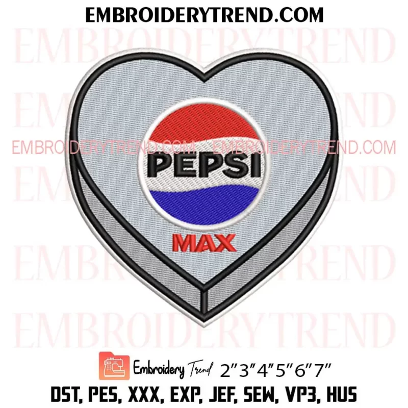 Pepsi Max Candy Heart Embroidery Design, Soft Drink Pepsi Max Machine ...