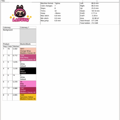 Labubu Face Embroidery Design, The Monsters Labubu Machine Embroidery ...