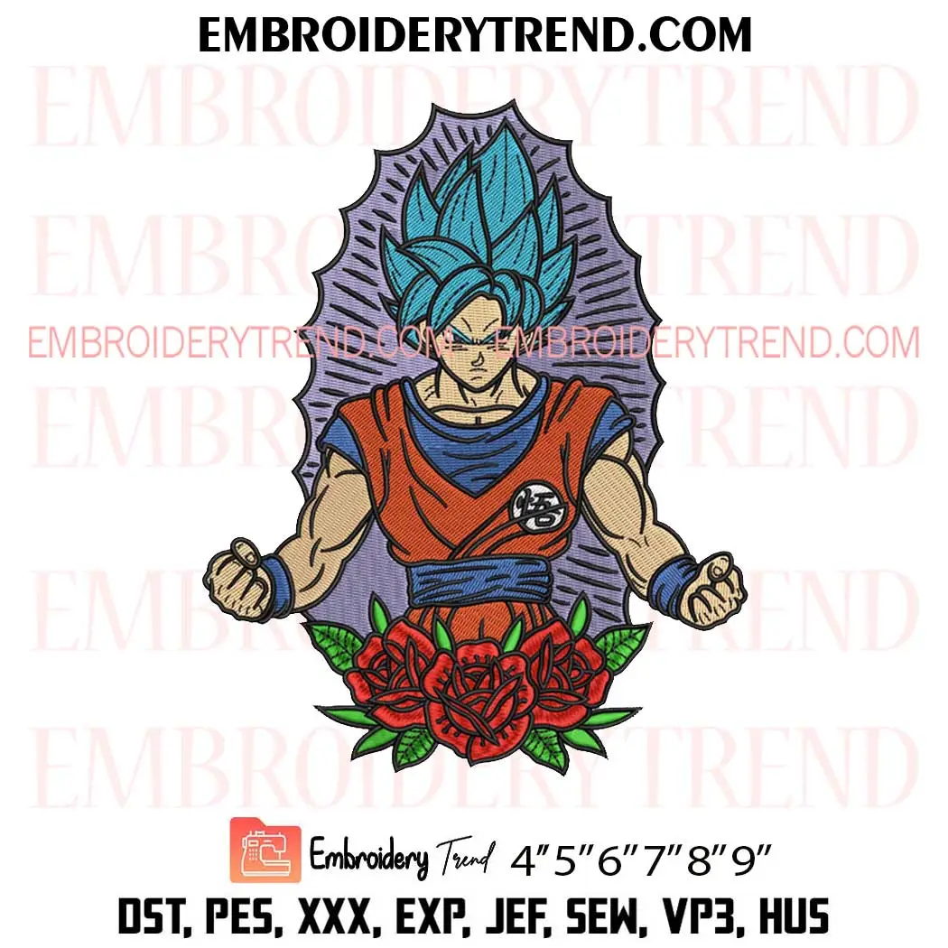 Saint Super Saiyan Goku Embroidery Design, Anime Dragon Ball Z Machine ...