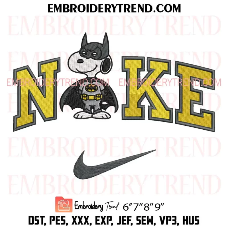 Snoopy Batman X Nike Embroidery Design, Cartoon Snoopy Embroidery ...