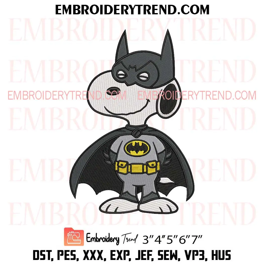 Snoopy As Batman Embroidery Design, Funny Snoopy Cartoon Machine ...