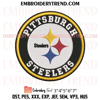 Pittsburgh Steelers Circle Logo Embroidery Design, NFL Team PES Design File