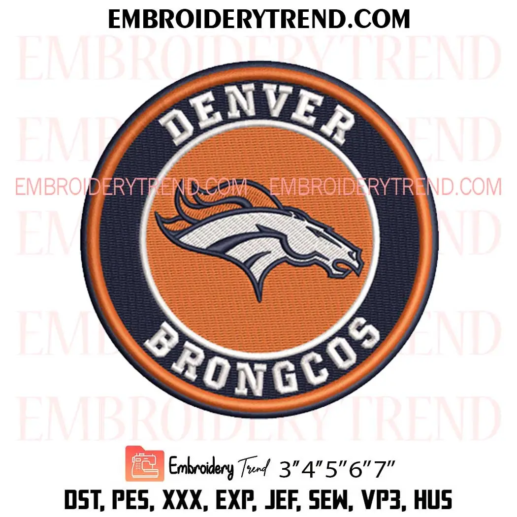 Denver Broncos Circle Logo Embroidery Design, Football NFL Team Pes ...