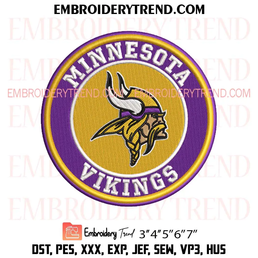 Minnesota Vikings Circle Logo Embroidery Design, NFL Team Pes Design File