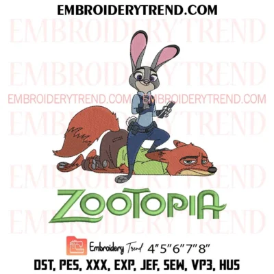 Nick Wilde And Judy Hopps Embroidery Design, Zootopia Pes Design File