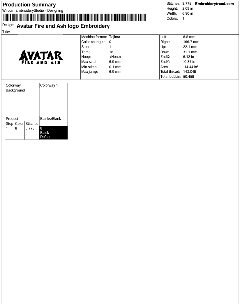 Avatar Fire And Ash Logo Embroidery Design, Avatar 3 Movie Pes Design File