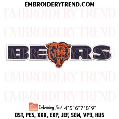 Chicago Bears Logo And Symbol Embroidery Design, NFL Team Bears Pes ...