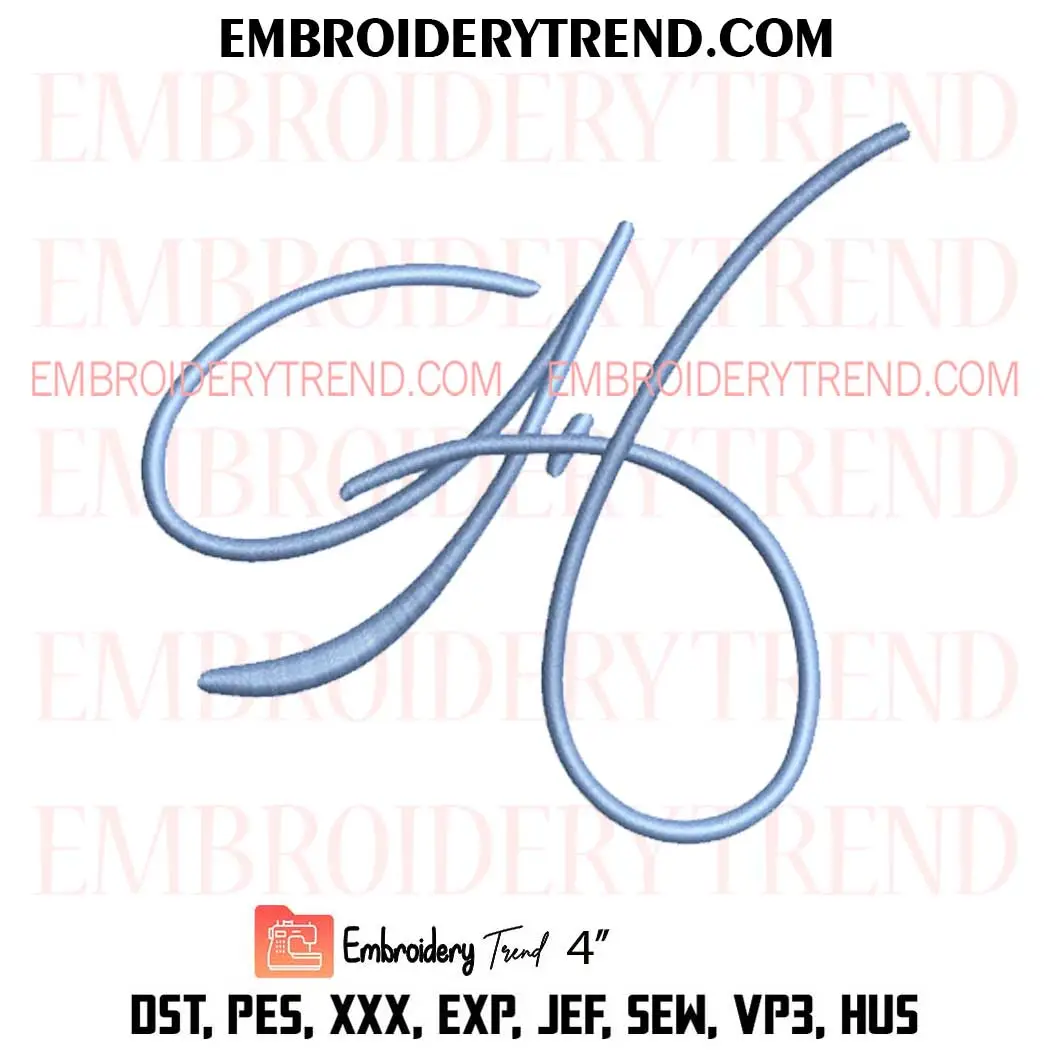 H Monogram Digitize Embroidery Design, Custom Pes Design File