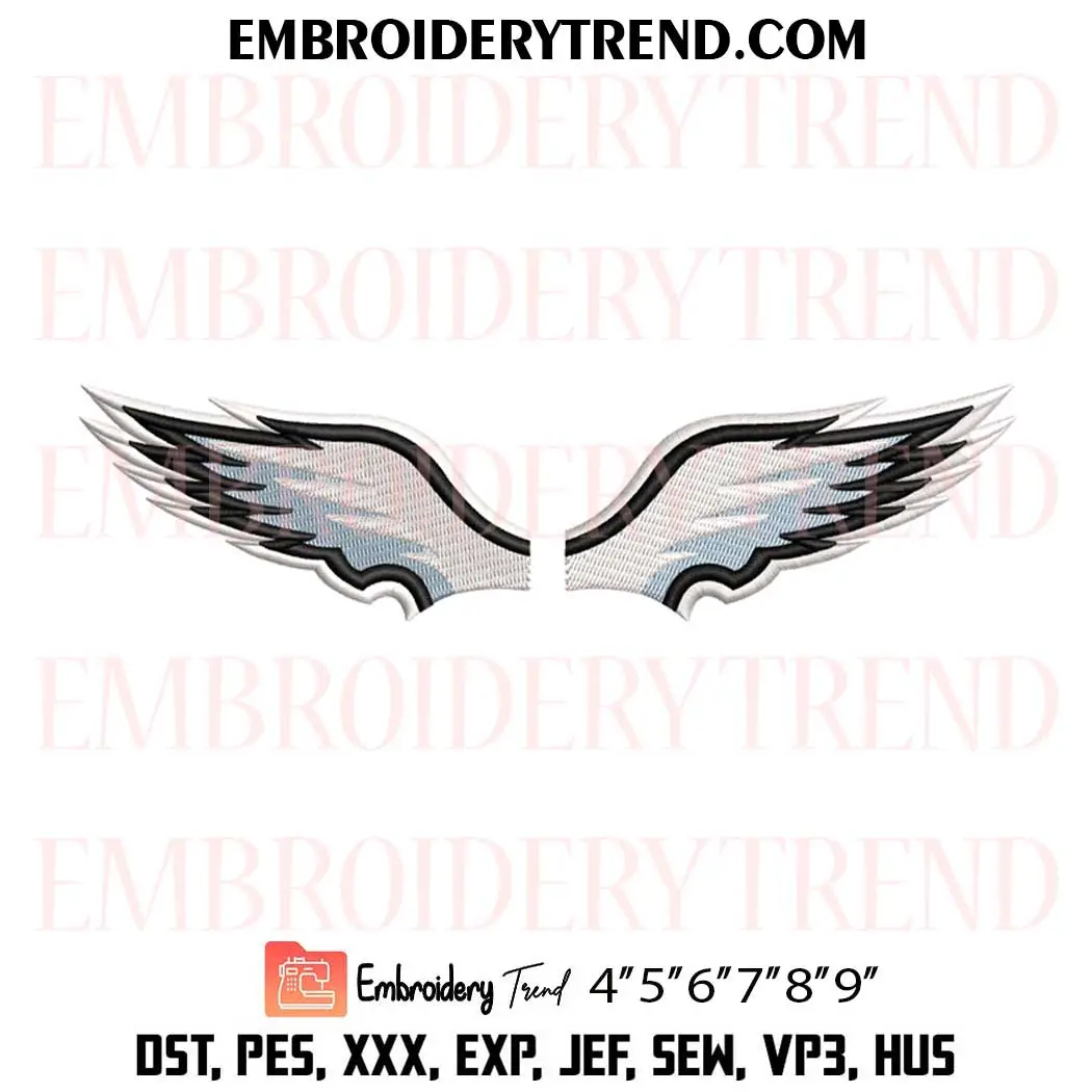 Philadelphia Eagles Wings Embroidery Design, NFL Football Pes Design File